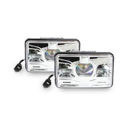4x6" LED Truck Headlight, DOT Approved 72W Chrome, H4 / 4656, Pair